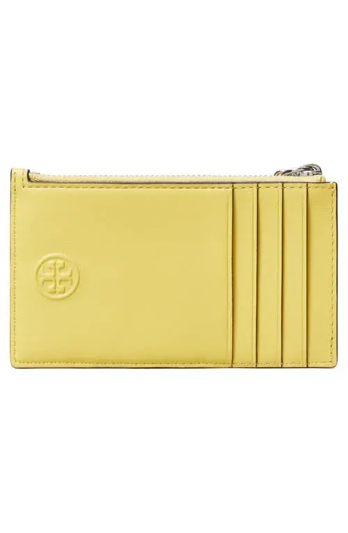 Tory Burch Fleming Charm Leather Zip Card Case - Yellow