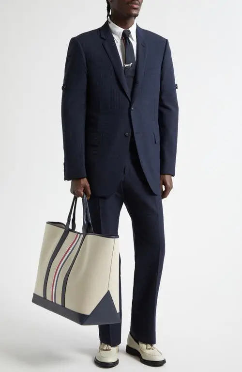 Thom Browne Armband Wool Seersucker Sport Coat - Navy