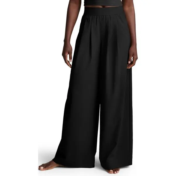Beyond Yoga Pleated Wide-leg Trousers - Black