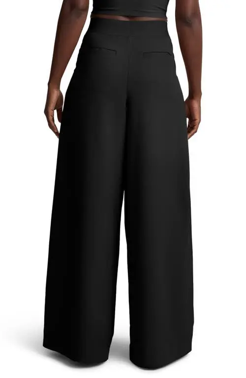 Beyond Yoga Pleated Wide-leg Trousers - Black