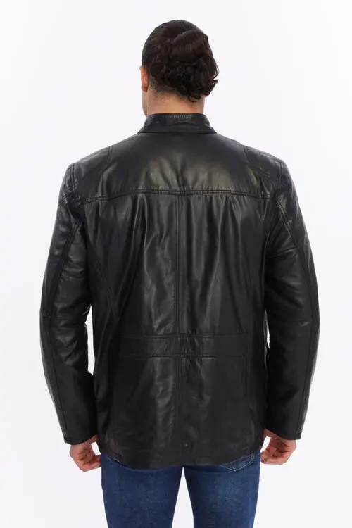 FURNIQ UK Premium Sheepskin Leather Utility Jacket