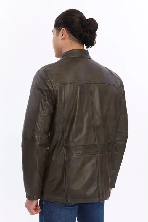 FURNIQ UK Premium Sheepskin Leather Utility Jacket