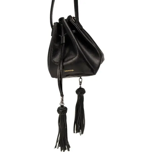 SABANDIJA Courtesy Leather Bucket Bag - Black