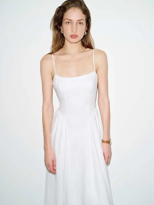 REFORMATION Neri Linen Dress - Ivory