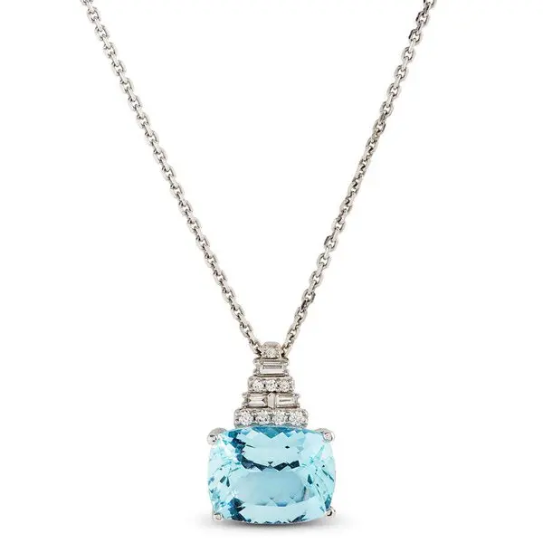 Benbridge Aquamarine & Diamond Pyramid Necklace - Blue