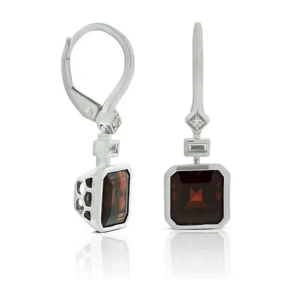 Benbridge Square Garnet & Diamond 14k White Gold Drop Earrings - Red