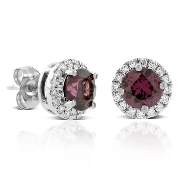 Benbridge Garnet And Diamond Halo Earrings - Red