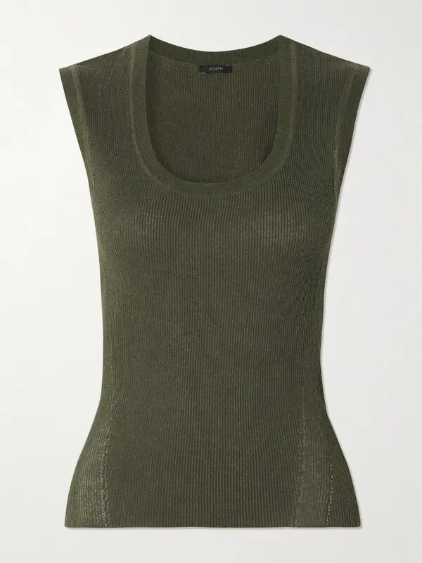 JOSEPH Alaou Ribbed Tencel™ Lyocell-blend Tank - Green