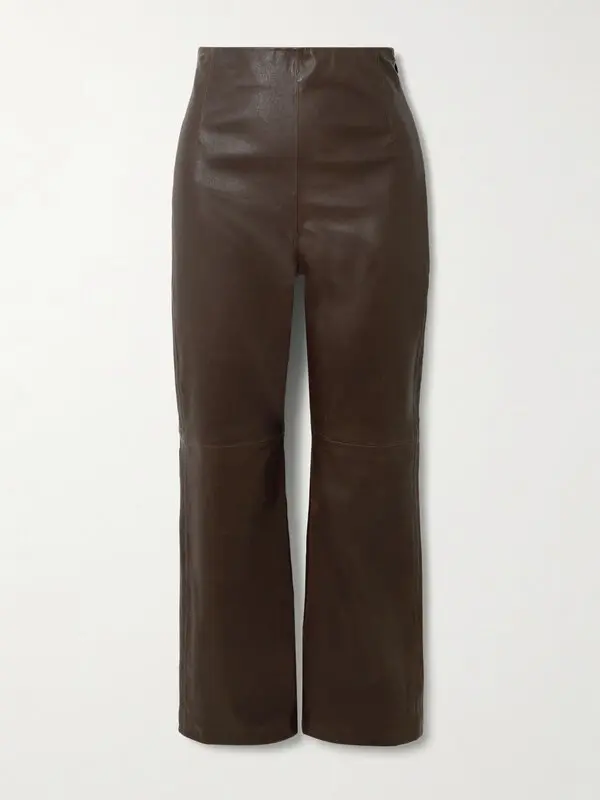 Nour Hammour Paneled Leather Flared Pants