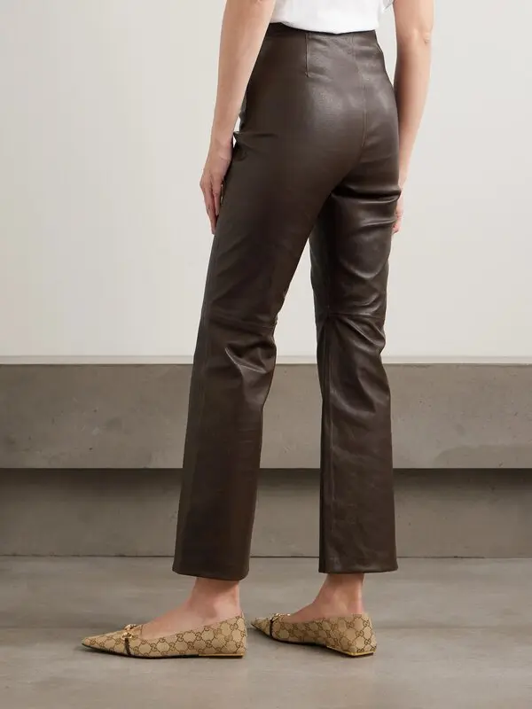 Nour Hammour Paneled Leather Flared Pants