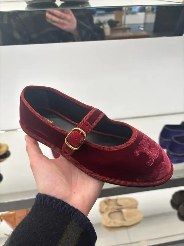 Celine Ve Triomphe Ballerina Red - Burgundy