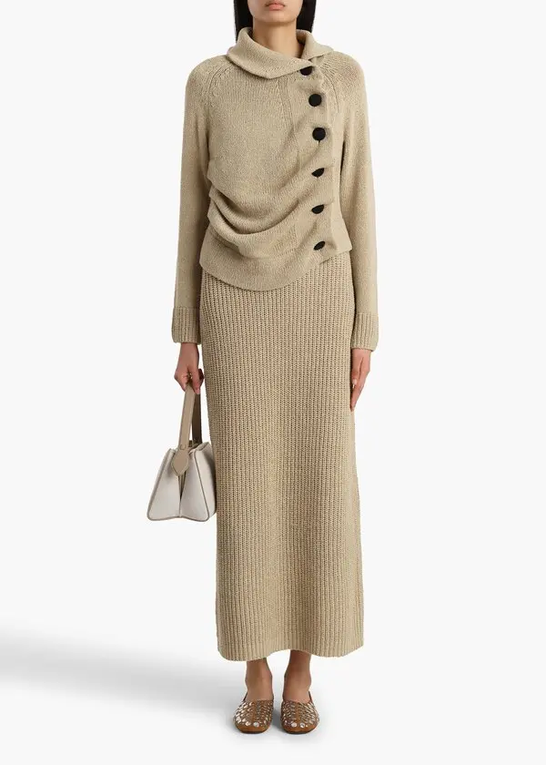 Khaite Lorrai Silk-cotton Cardigan - Beige