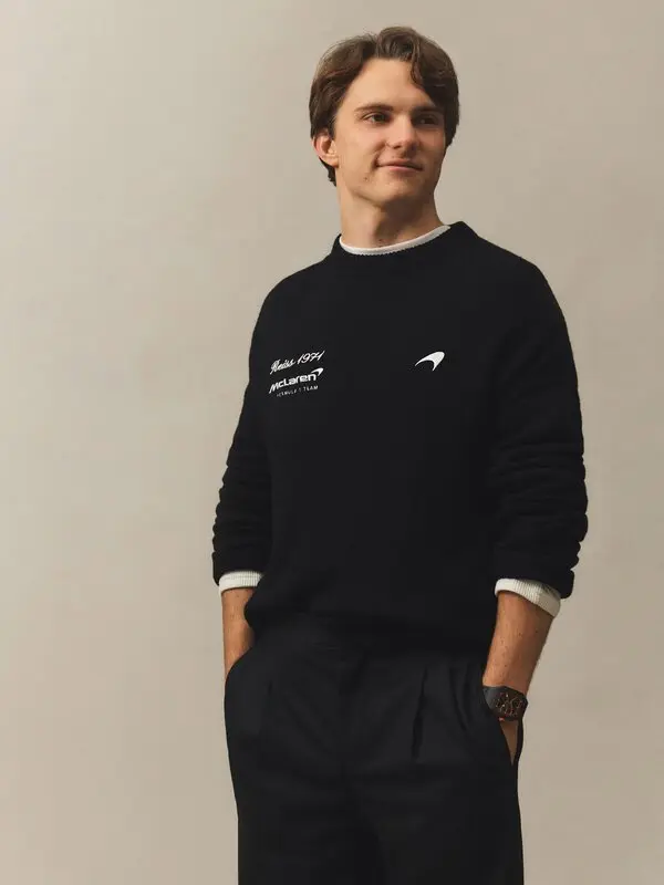 REISS Racing Merino Wool Jumper - Black