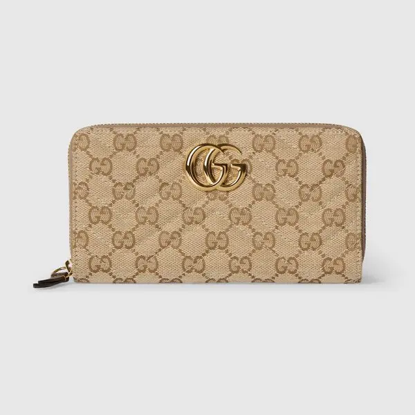 Gucci Gg Marmont Zip Around Wallet Gg Canvas - Beige