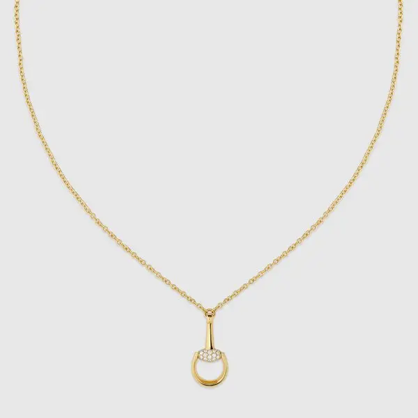 Gucci Horsebit Diamond 18k Pendant Necklace - Yellow Gold