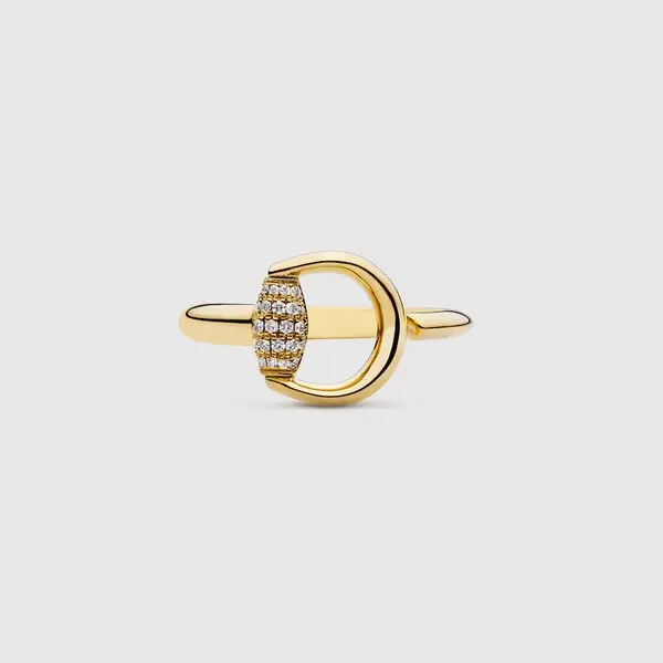 Gucci Horsebit Diamond 18k Open Ring - Yellow Gold