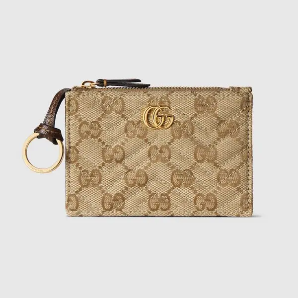 Gucci Gg Marmont Zip Key Pouch Gg Canvas - Beige