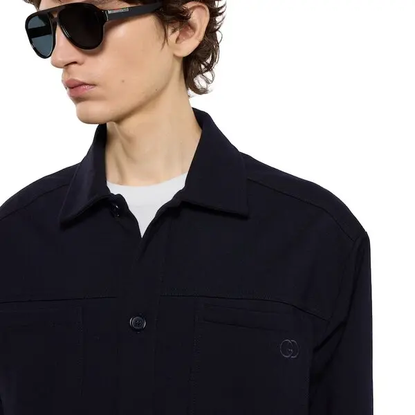 Gucci Cotton Jersey Jacket With Embroidery - Blue