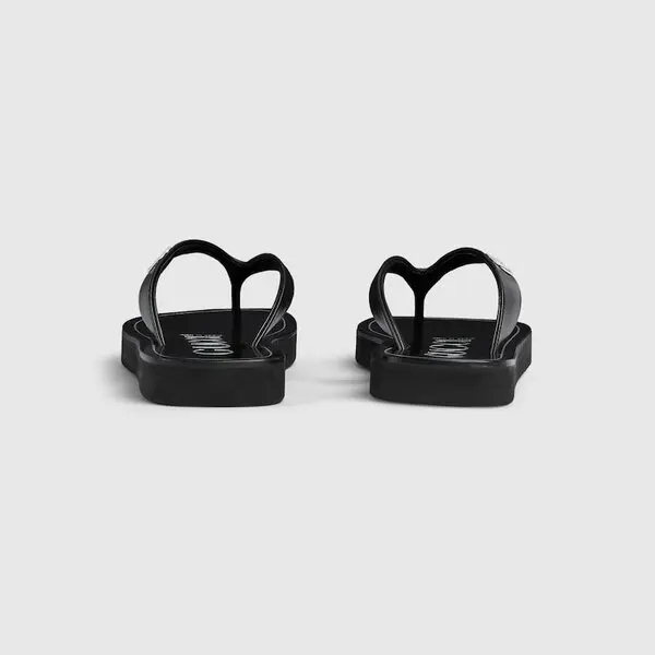 Gucci Thong Sandal With Double G Leather - Black