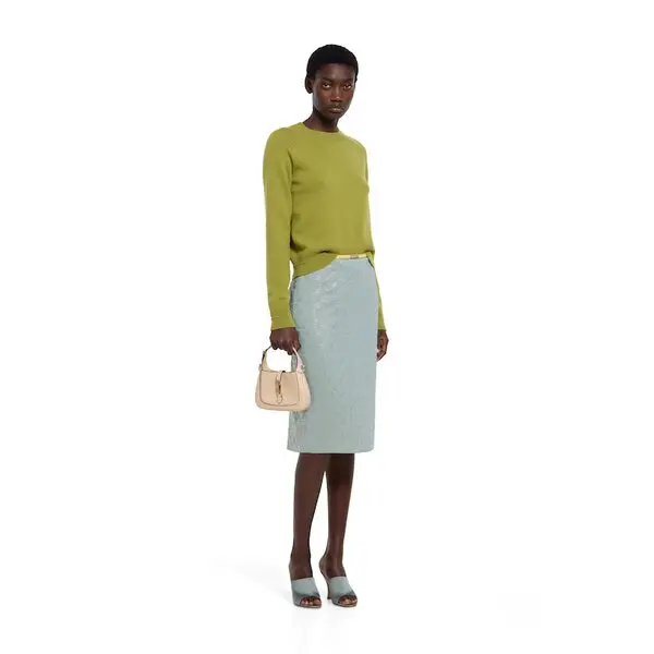 Gucci Silk Stretch Chiffon Skirt With Crystals - Blue