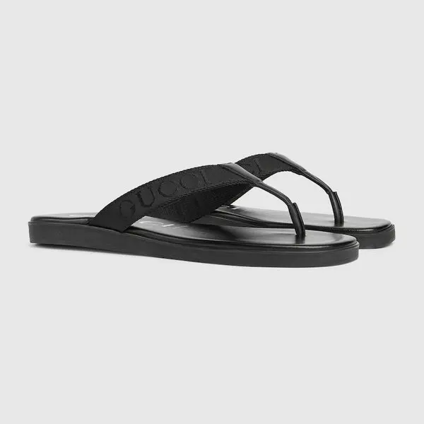 Gucci Thong With Tonal Logo Fabric