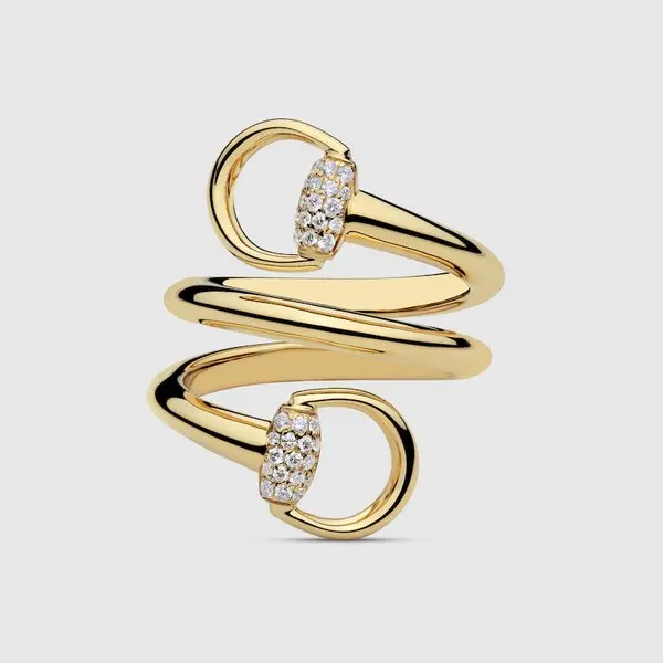 Gucci Horsebit Diamond 18k Contarié Ring - Yellow Gold