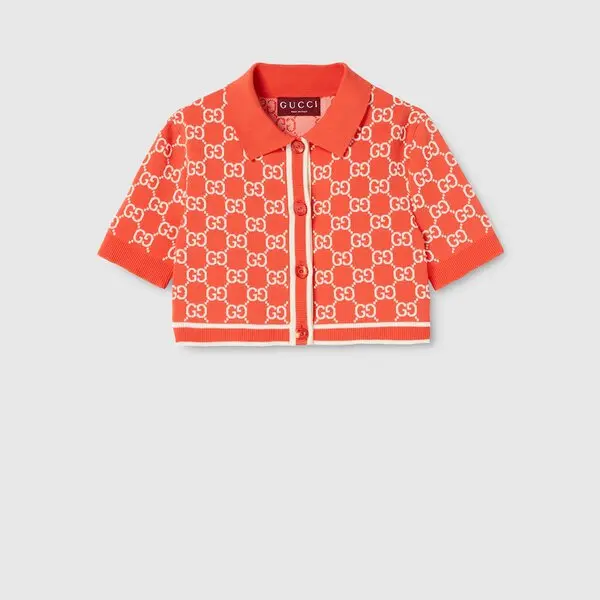 Gucci Gg Cotton Jacquard Cropped Cardigan