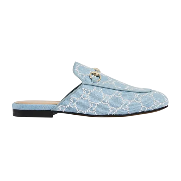 Gucci Princetown Slipper With Pearls - Blue