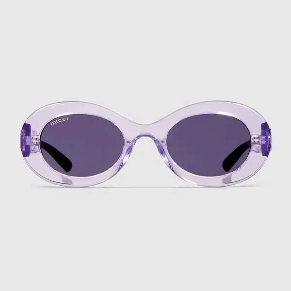 Gucci Oval Frame Sunglasses With Interlocking G - Purple
