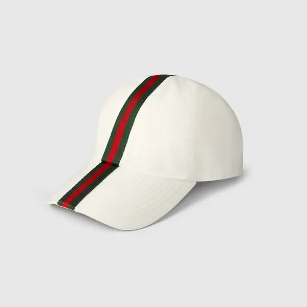 Gucci Cotton Baseball Cap With Web - Green
