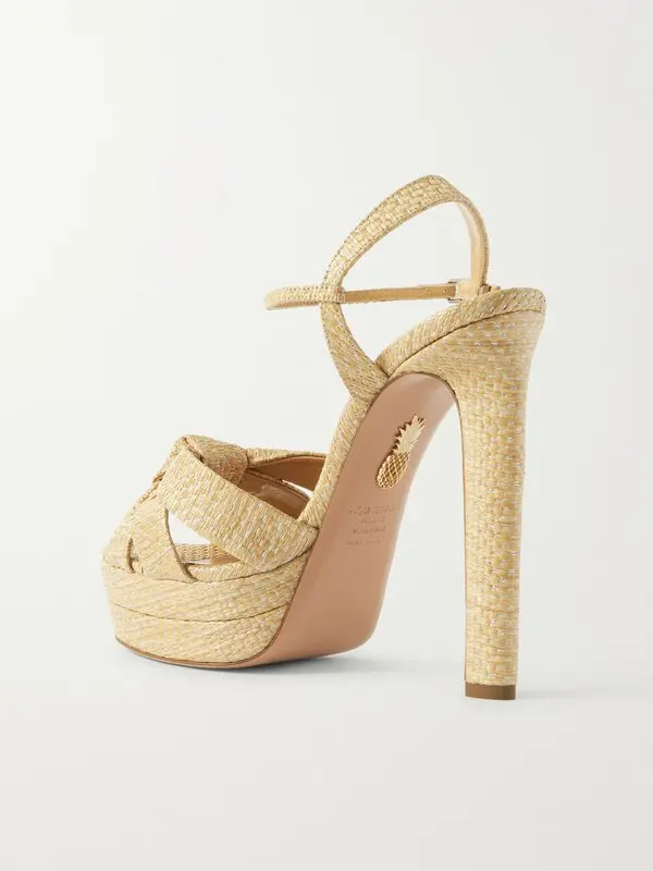 AQUAZZURA Nina 130 Raffia Platform Sandals