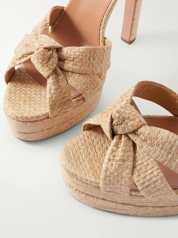 AQUAZZURA Nina 130 Raffia Platform Sandals