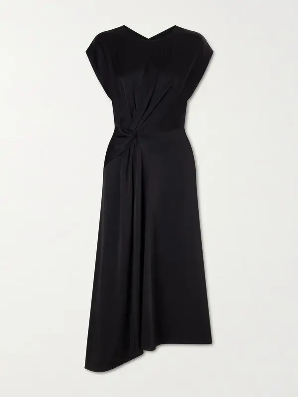 Victoria Beckham Twisted-front Satin Midi Dress - Black