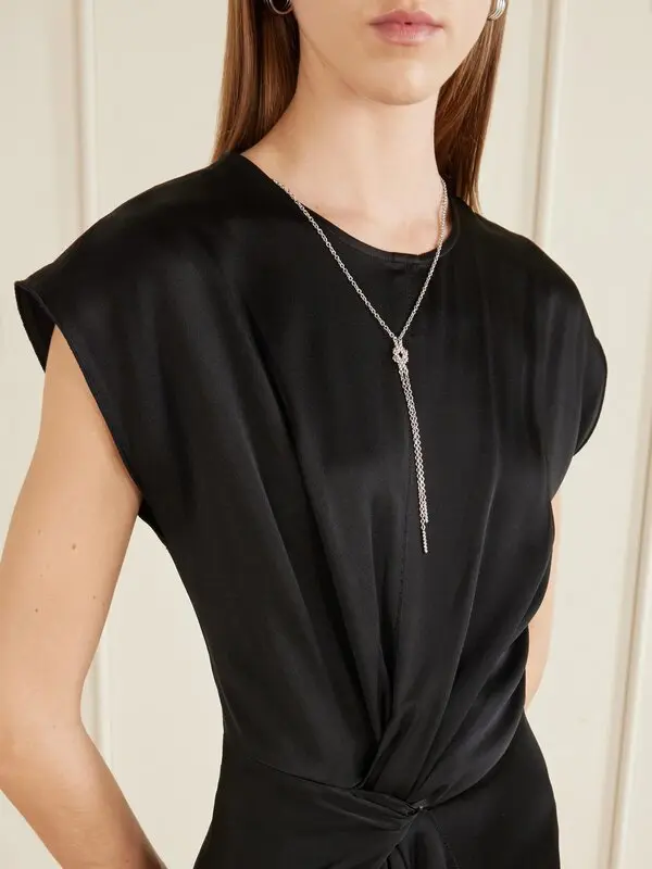 Victoria Beckham Twisted-front Satin Midi Dress - Black