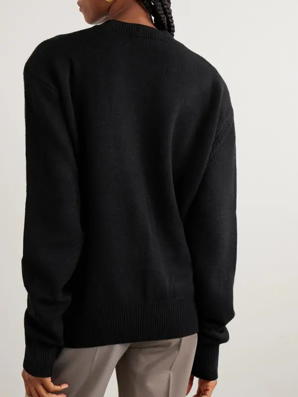 THE FRANKIE SHOP Rafaela Cropped Merino Wool And Cashmere-blend Sweater - Black