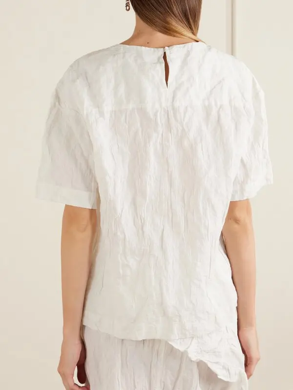 Proenza Schouler Hansly Crinkled-twill T-shirt - Neutrals
