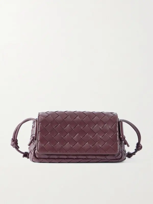 Bottega Veneta Notturno Intrecciato Leather Shoulder Bag - Red