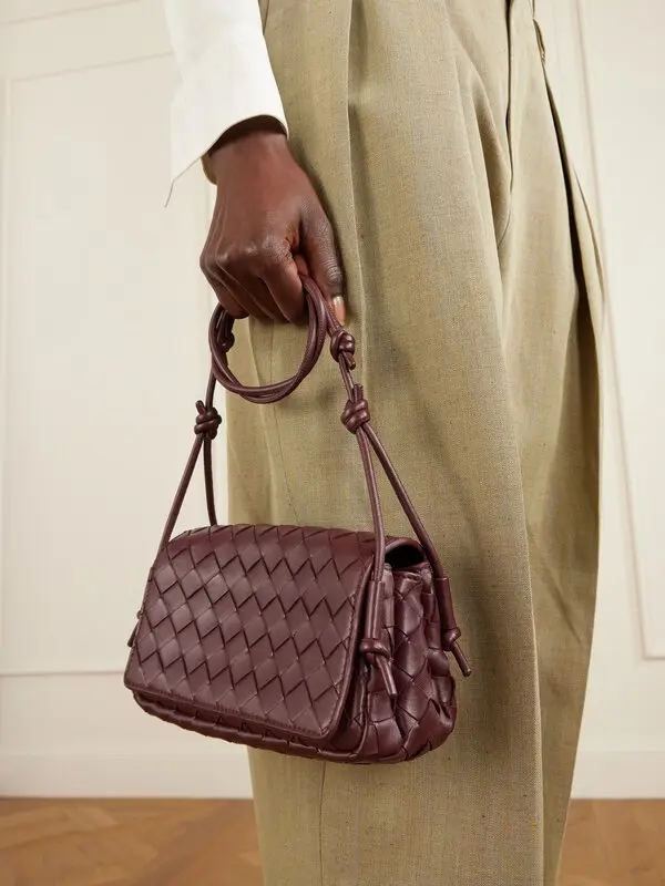 Bottega Veneta Notturno Intrecciato Leather Shoulder Bag - Red