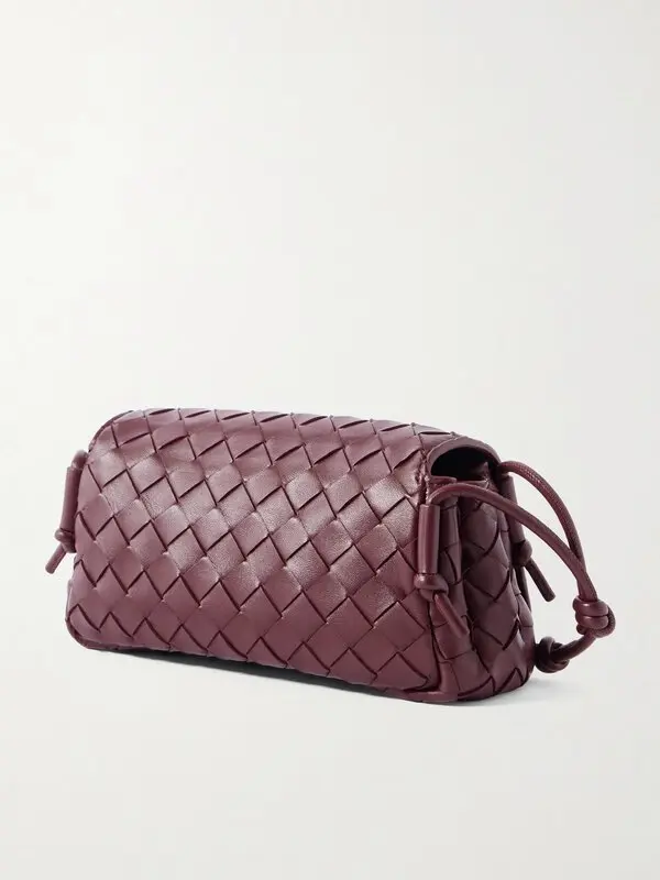 Bottega Veneta Notturno Intrecciato Leather Shoulder Bag - Red