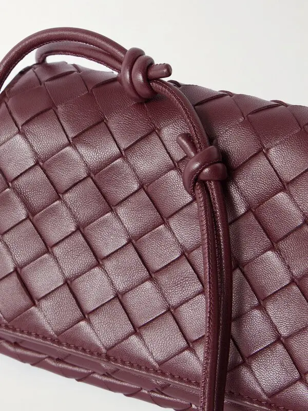 Bottega Veneta Notturno Intrecciato Leather Shoulder Bag - Red