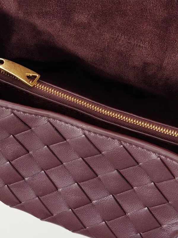 Bottega Veneta Notturno Intrecciato Leather Shoulder Bag - Red