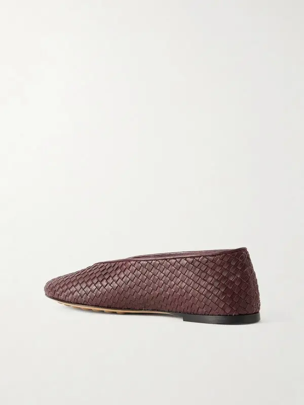 Bottega Veneta Intrecciato Leather Ballet Flats - Red