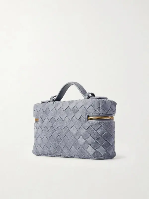 Bottega Veneta Bang Bang Intrecciato Suede Tote - Blue
