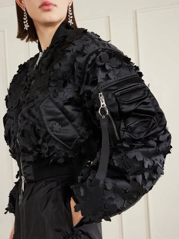 Cecilie Bahnsen Alpha Industries Ma-1 Cropped Laser-cut Padded Shell Bomber Jacket