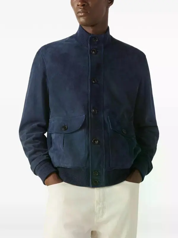 Zegna Suede Blouson Jacket - Blue