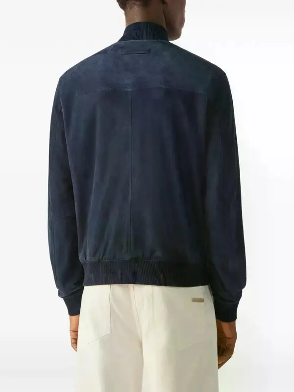Zegna Suede Blouson Jacket - Blue