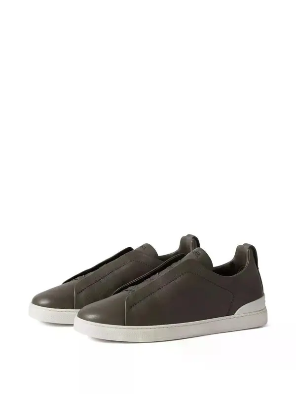 Zegna Triple-stitch™ Leather Sneakers - Grey
