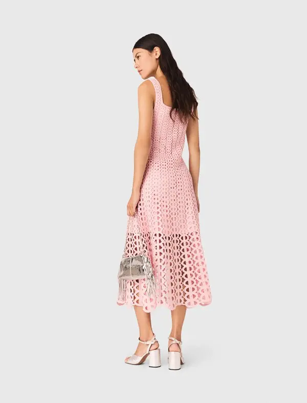 Maje Rhinestone Crochet Midi Dress