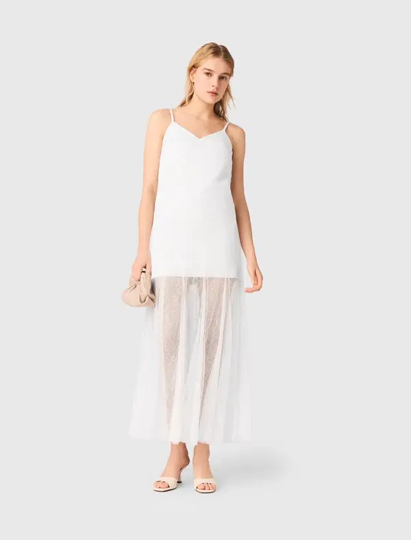 Maje Taffeta And Lace Dress