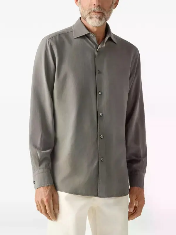 Zegna Buttoned Silk Shirt - Grey